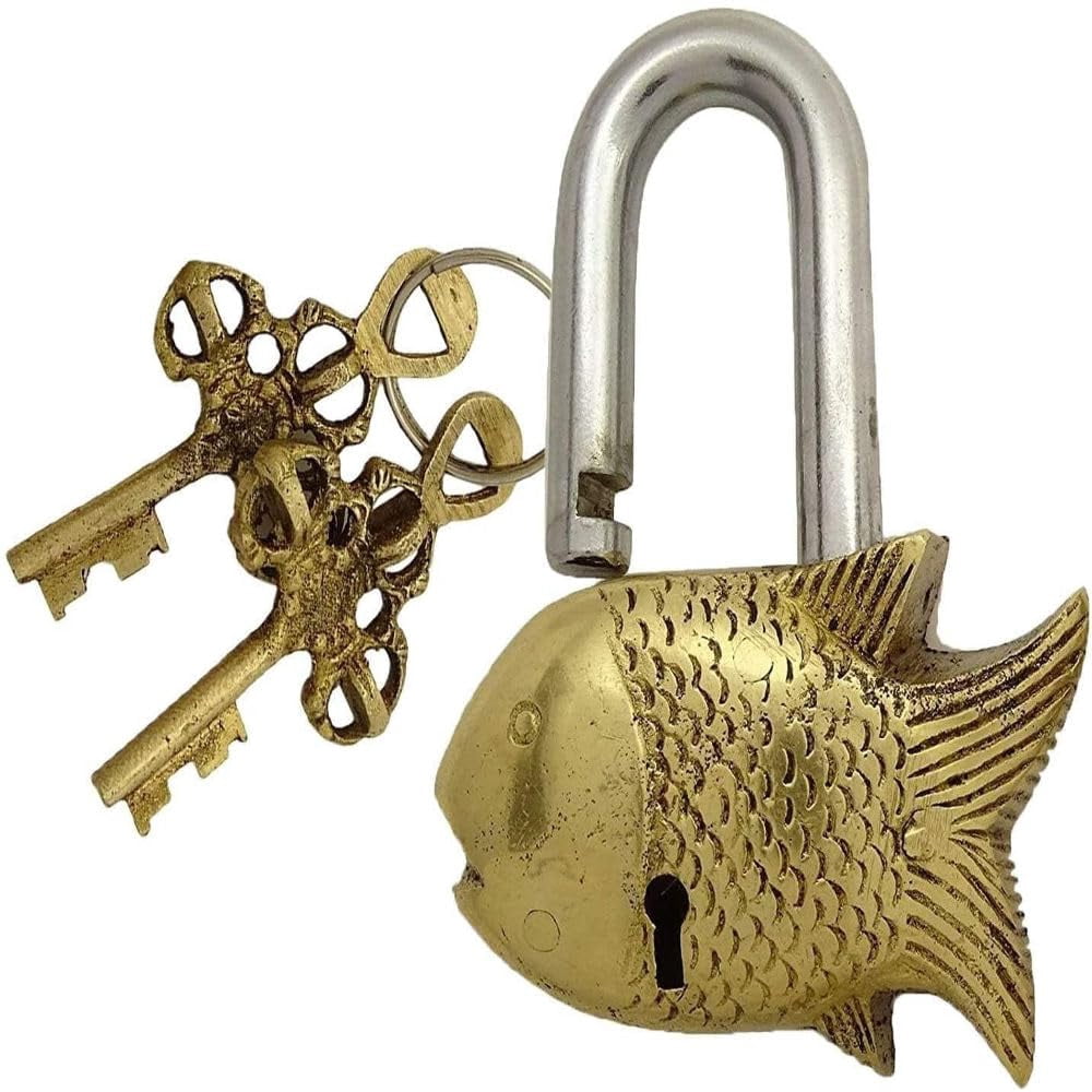 MHEHandmade Old Vintage Style Antique Small Fish Shape Brass Security ...
