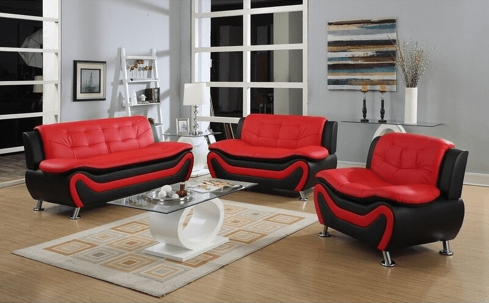 MHF-Red White Leather 3PC Sofa Set Contemporary Living (FREE SHIPPING ...
