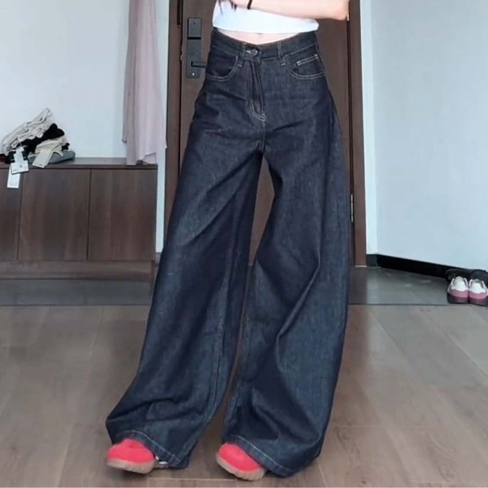 MHFRRA Retro High Street Vibe Wide Leg Jeans and Casual High Waist Long ...