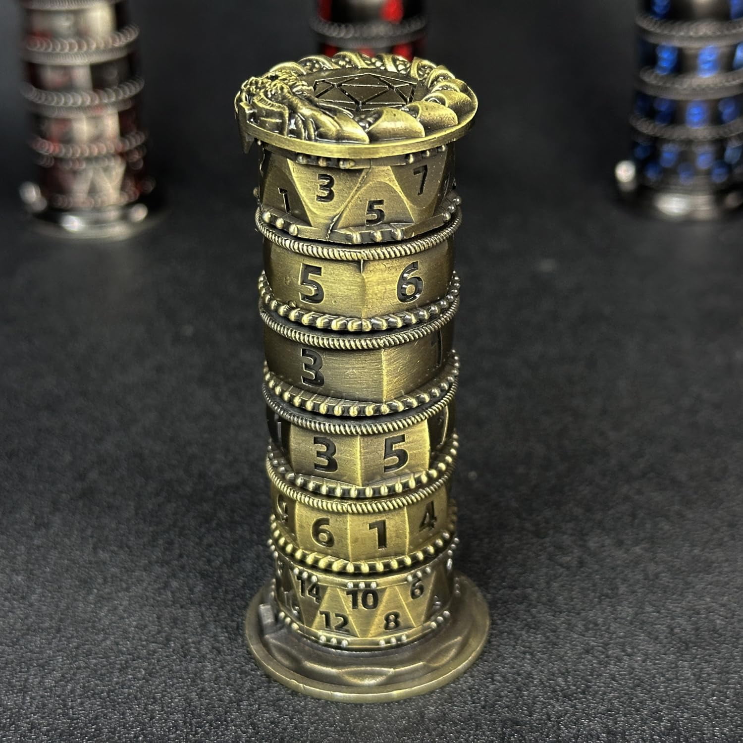 MHJDMWV Pagoda Dice Spinner 7 in 1 DND Dice Set, Metal Roulette D&D ...