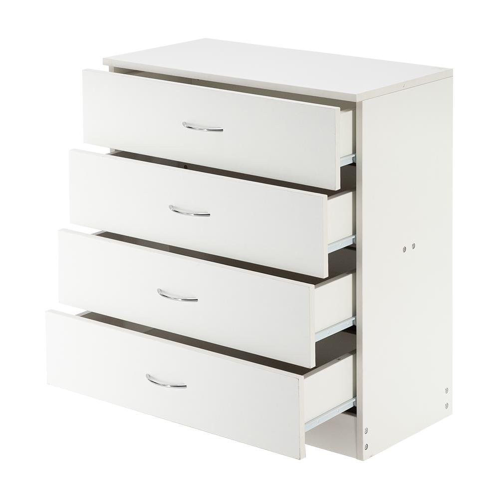 MHJMGD 4-Drawer Dresser White with Metal Handles, Bedside Night Stand ...