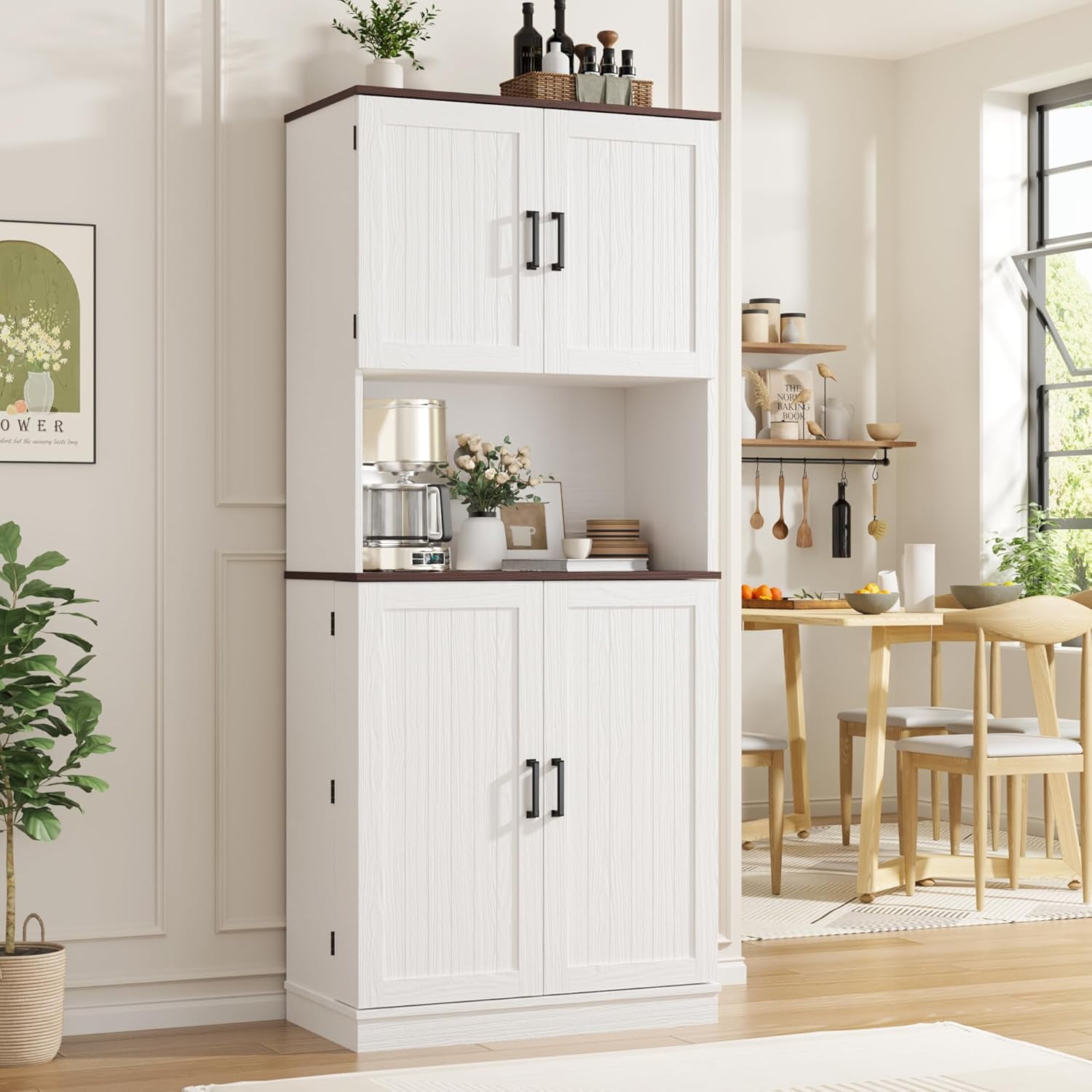 MHOM 71" Tall Kitchen Pantry Cabinet, Farmhouse Kitchen Storage Cabinet ...