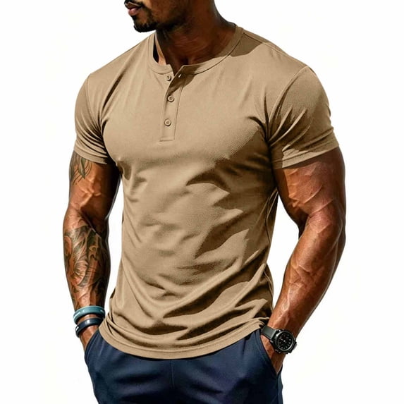 MHOSTAFH Men's Crew Neck Shirts Lightweight Quick Dry Muscle Slim Fit ...