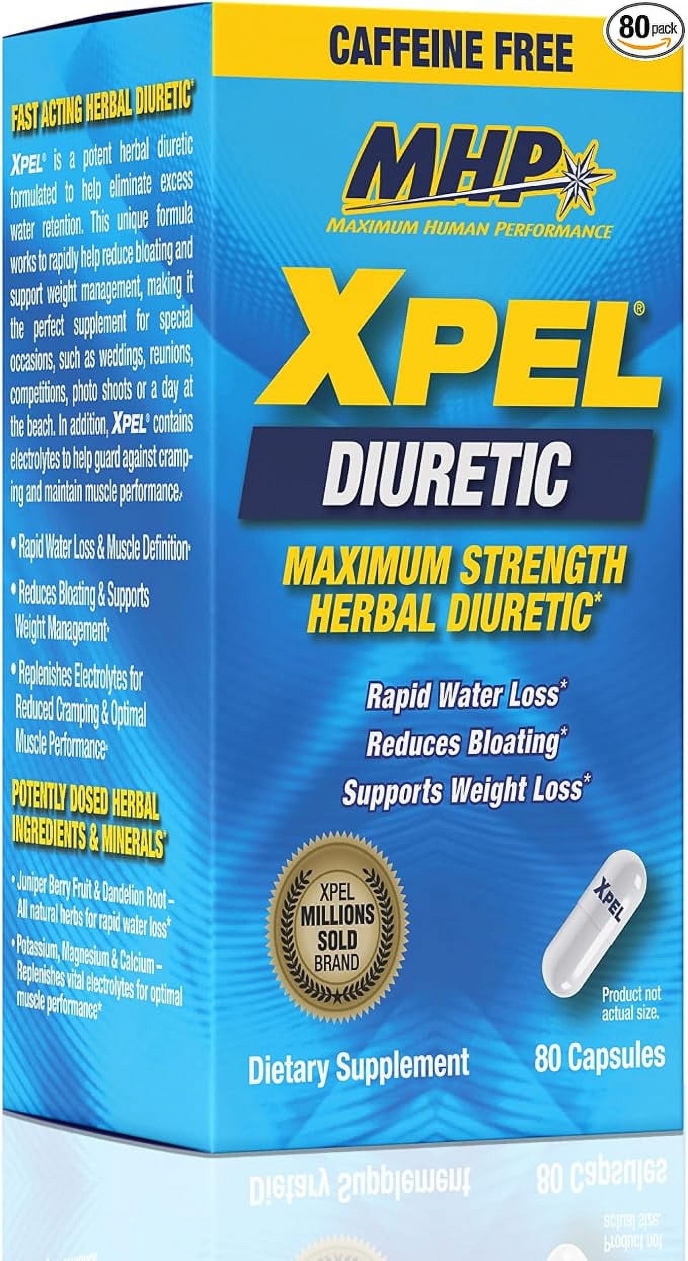 MHP Xpel Maximum Strength Diuretic Water Pills, for Water Retention ...