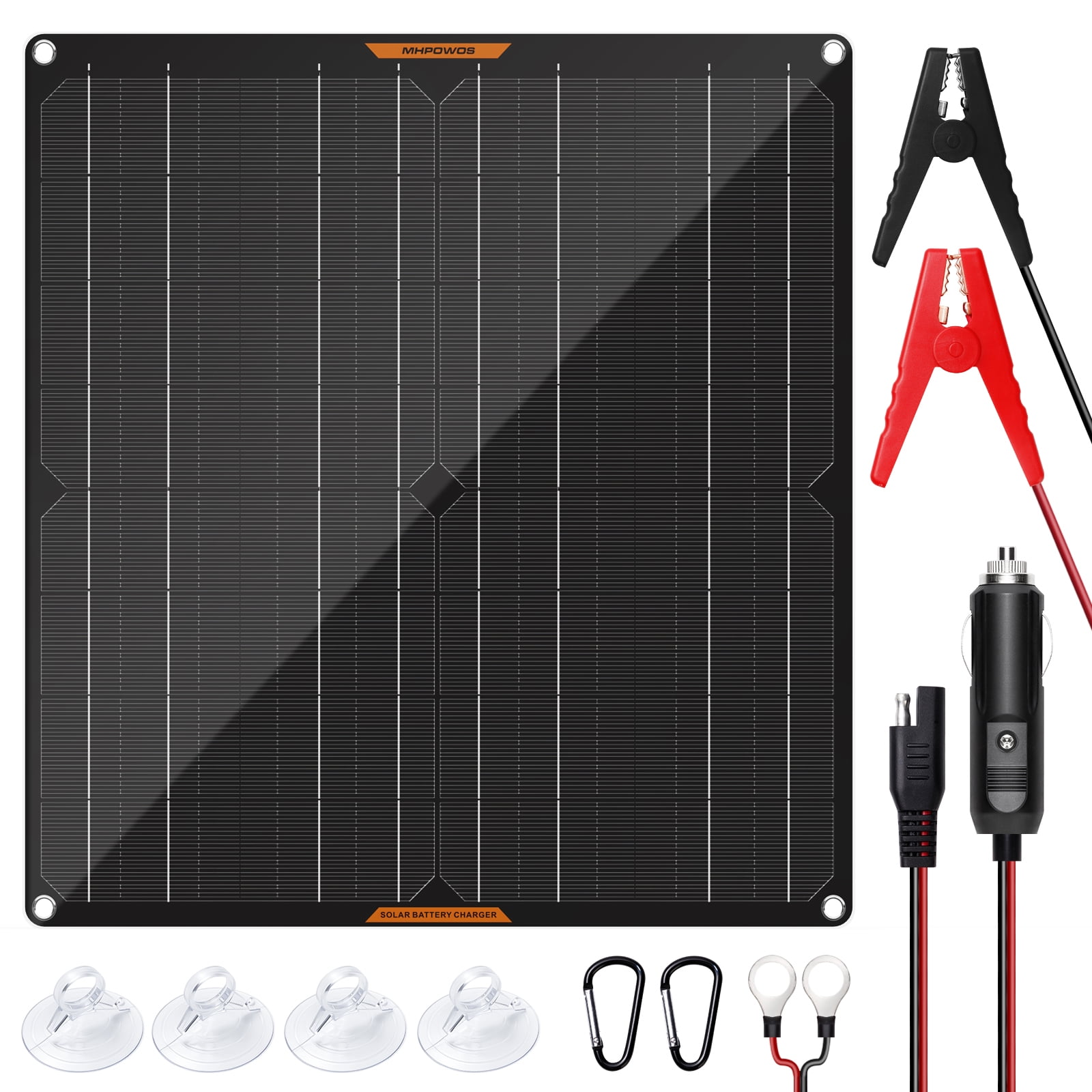 MHPOWOS 12V 20W Portable Solar Panel Kit Trickle Charger Waterproof ...