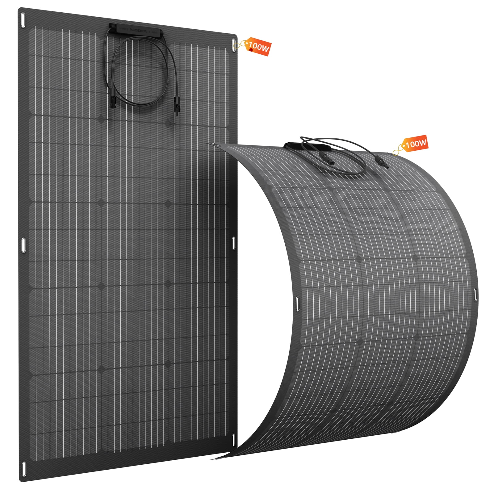 MHPOWOS 24V 100W Flexible Portable Solar Panel, IP67 Waterproof ETFE ...
