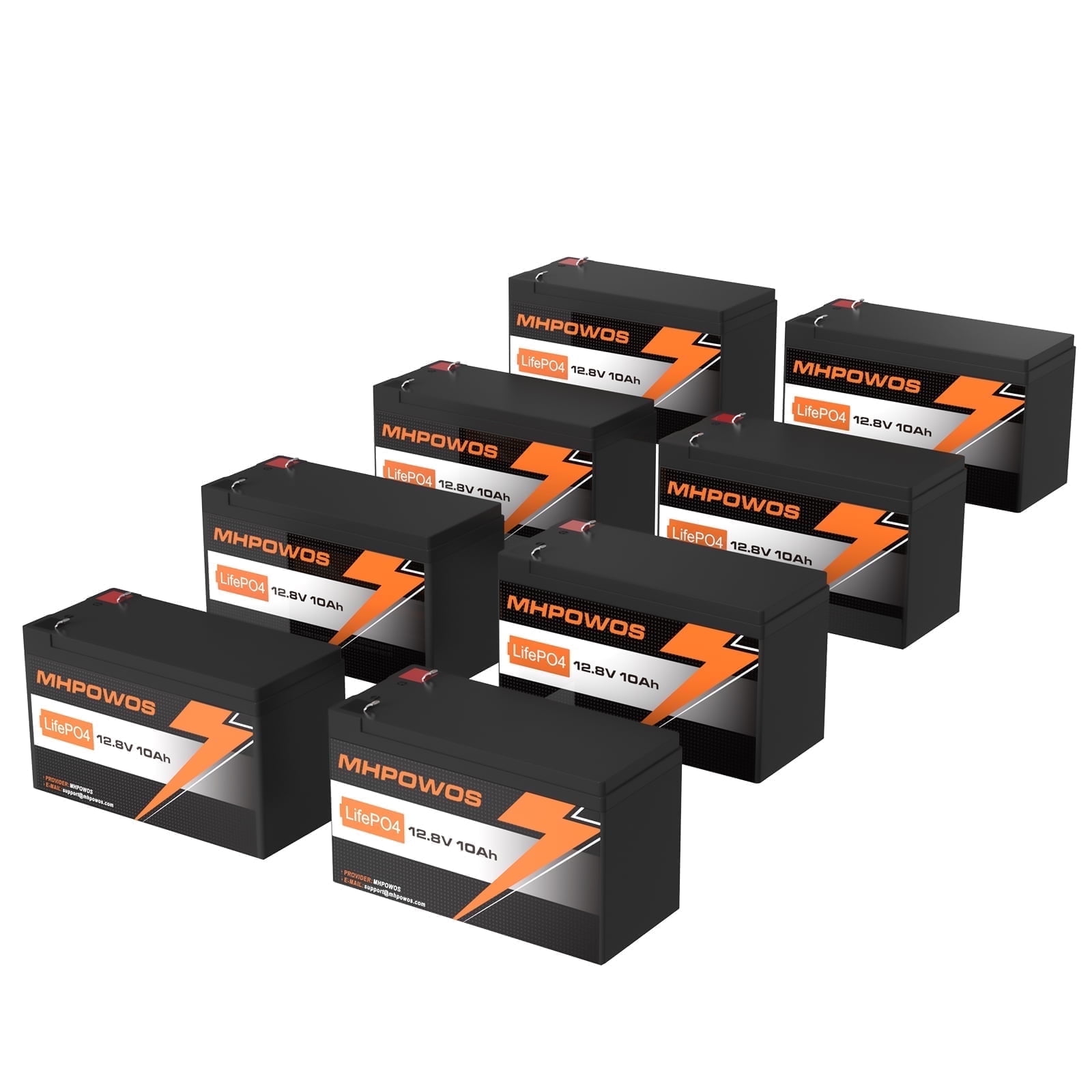 MHPOWOS 8Pcs 12V 10Ah LiFePO4 Lithium Battery, Rechargeable Deep Cycle ...