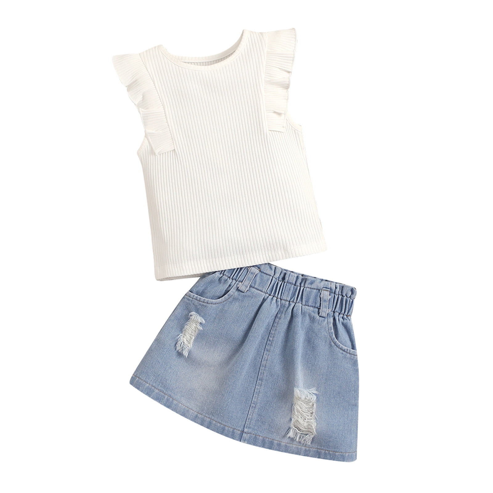 MHZLDYZ 10-12 Girls Outfits Summer Toddler Girls Sleeveless Ruffles ...