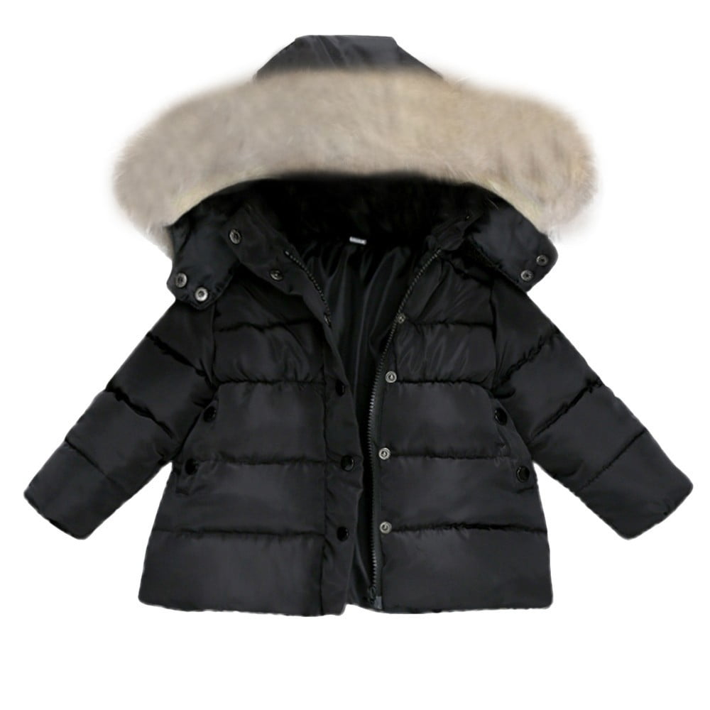 MHZLDYZ Baby Girls Boys Hooded Winter Warm Jacket Kids Soft Fur Collar Hooded Down Windproof ...