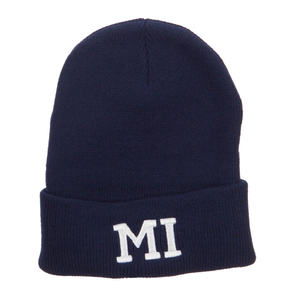 MI State of Michigan Embroidered Cuff Beanie - Navy OSFM - Walmart.com