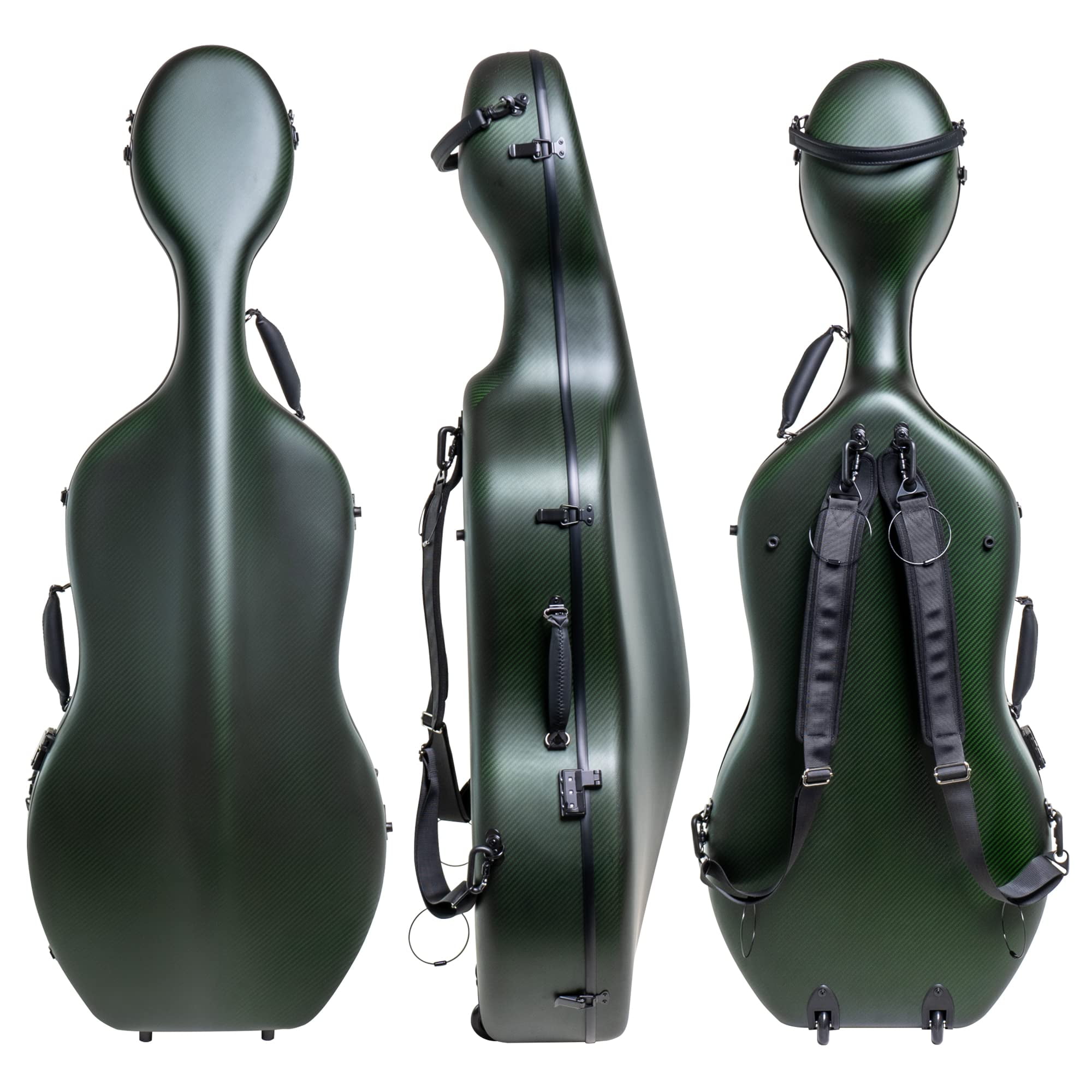 MI&VI CC-9001 Pure 100% Carbon Fiber Cello Case (Full Size) 4/4 with Wheels | Carry Straps | 8lb ...