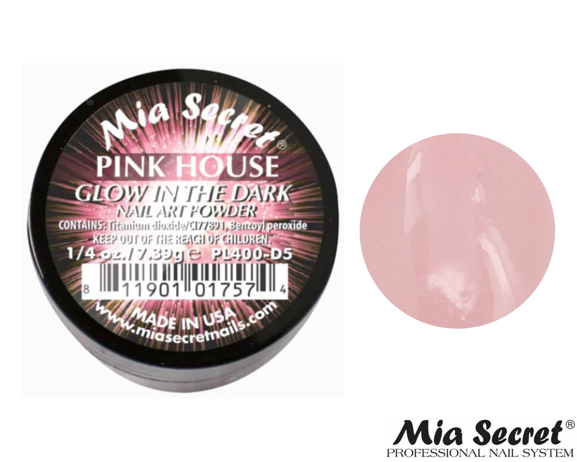 MIA SECRET Nail Art Powder (PL400-D5) - Pink House (GLOW IN THE DARK ...