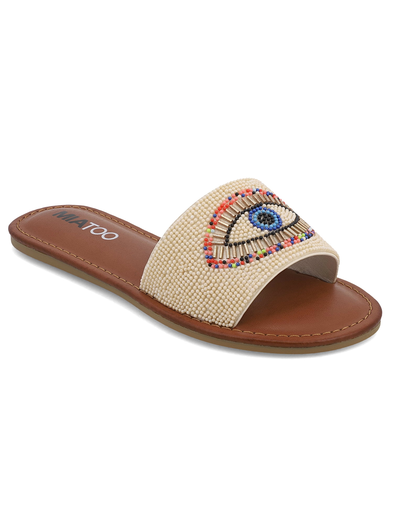 MIA TOO Women's Kara Beaded Eye Slide Sandal - Walmart.com