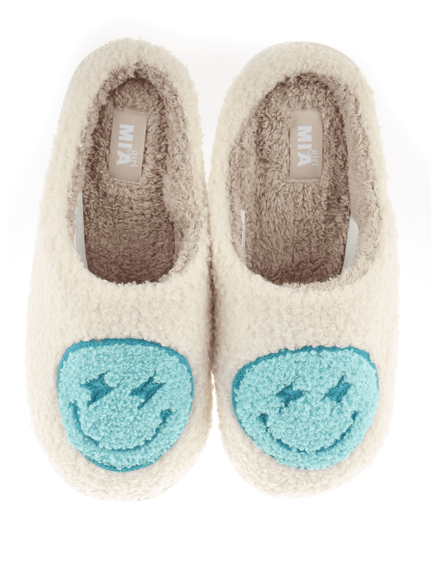 MIA GIRL women's Lightning Bolt Smiley Slippers Faux Fur Lined ...