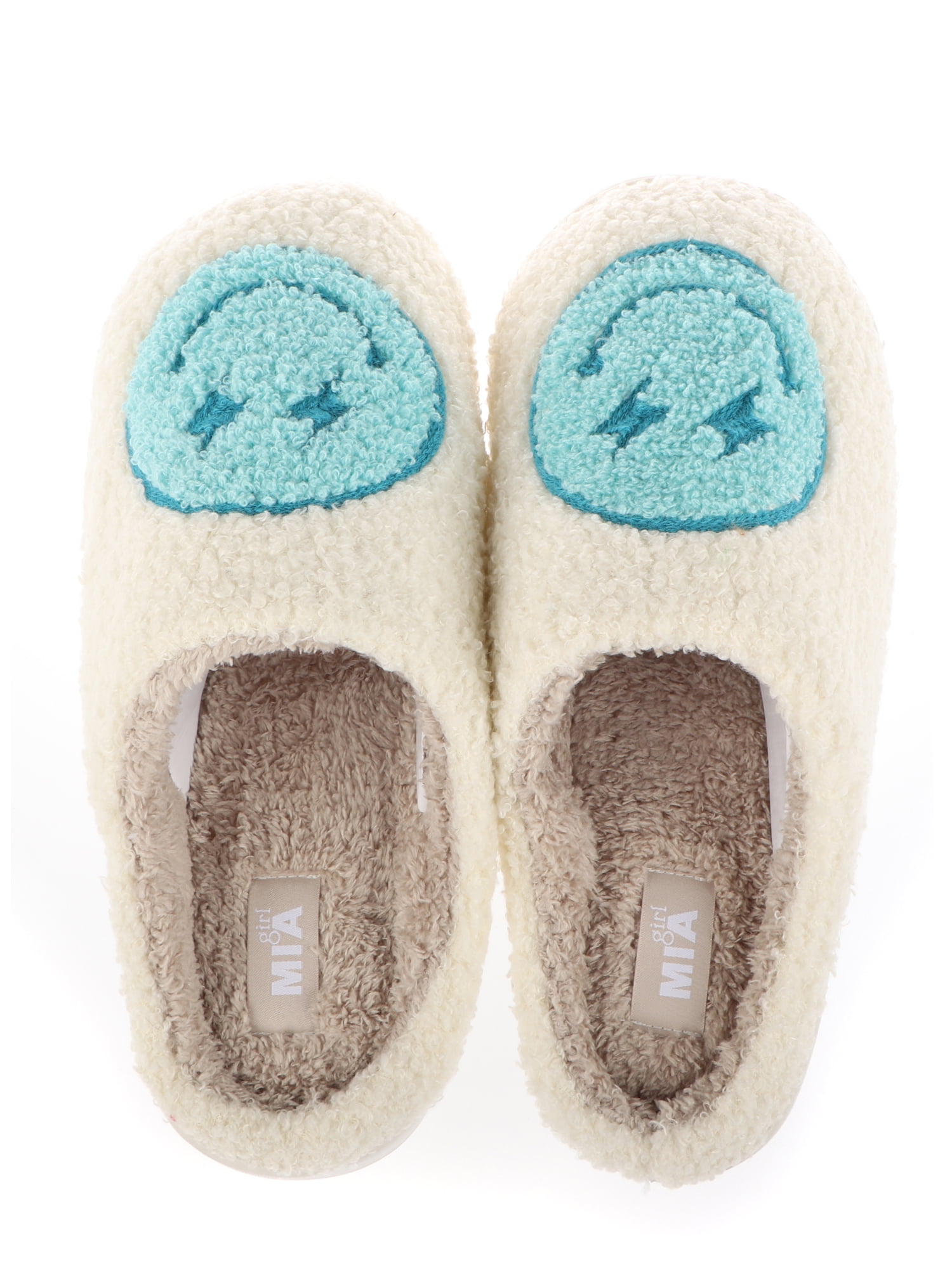 MIA GIRL Lightning Bolt Slippers - Faux Fur Lining - Walmart.com