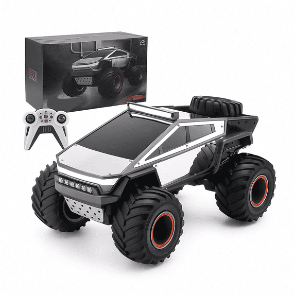MIADEAL Remote Control Tesla Truck, Chrome Metal Shell, Large 1:12 ...
