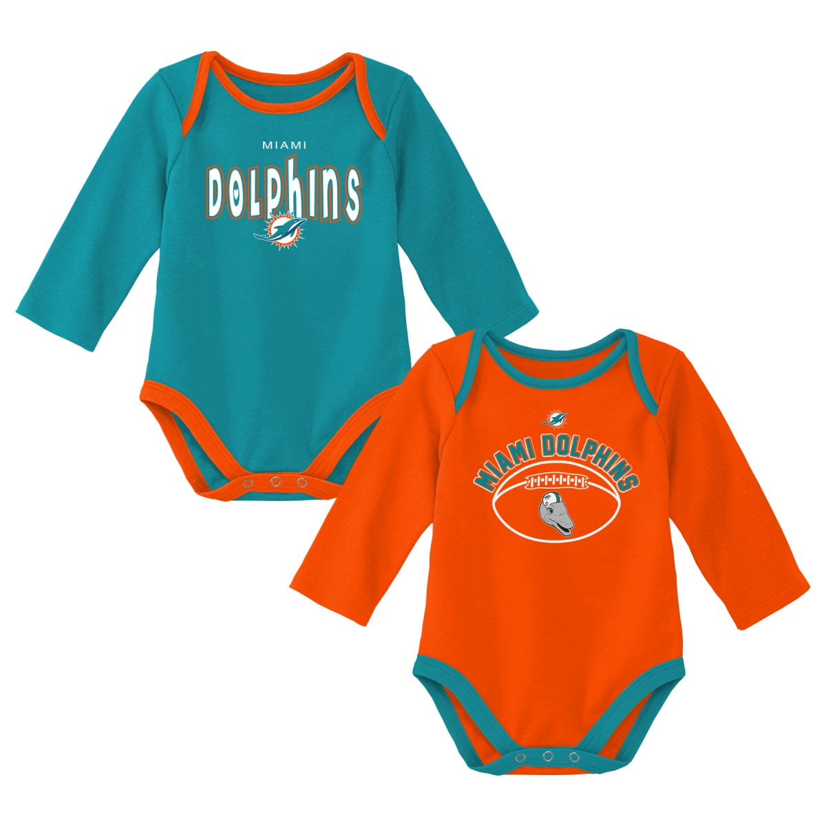 MIAMI DOLPHINS Infant Tm1&2 Color Cotton Long Sleeve Onesie 2PK Boy - Walmart.com