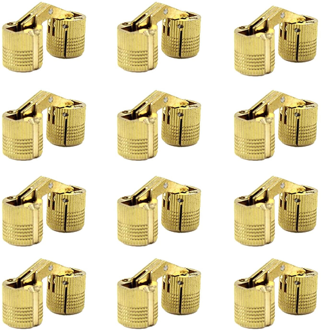 MIAO JIN 12 Pcs 10mm Brass Barrel Hinges Hidden Invisible Cabinet Furniture Hinges Concealed 180 ...
