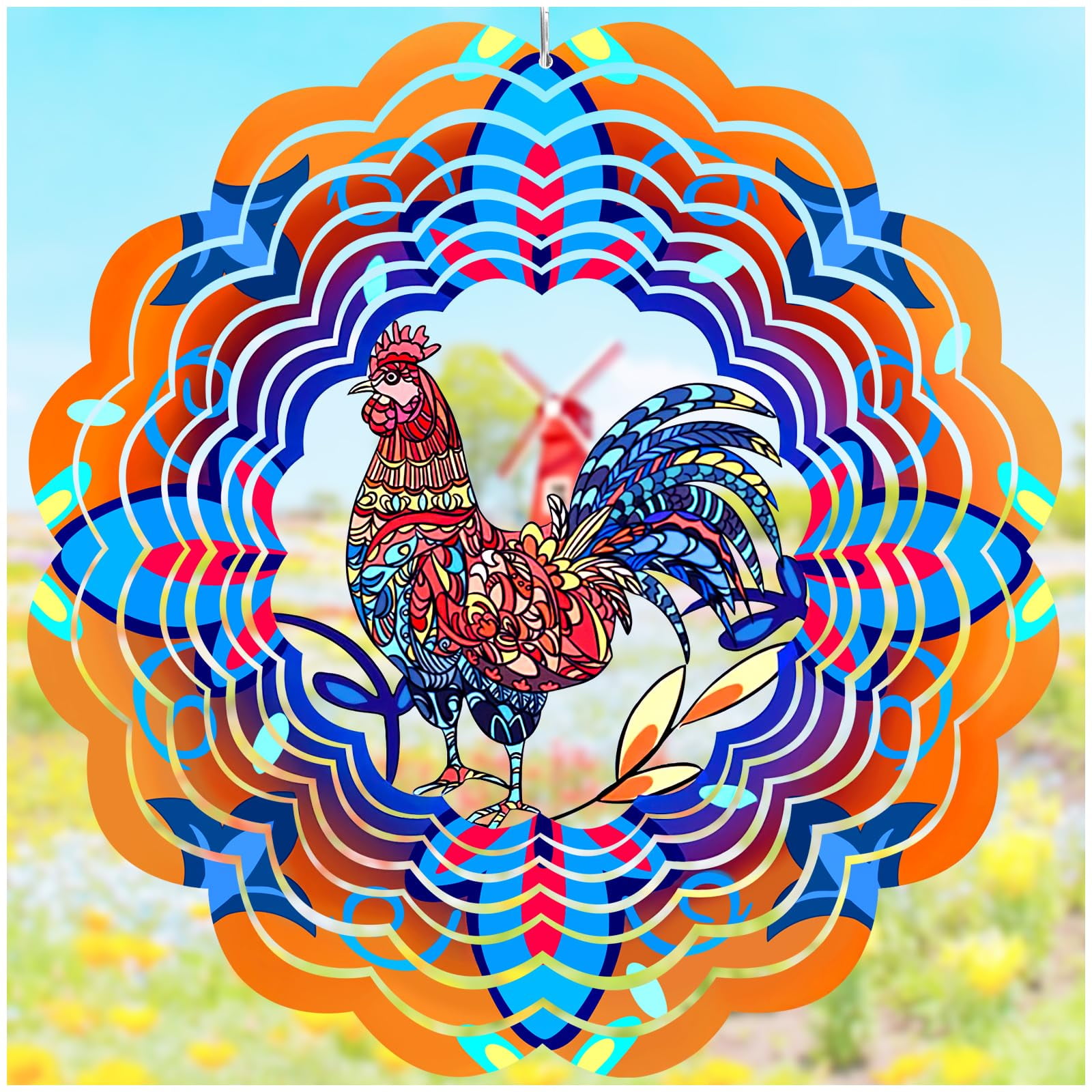MIAOKE Rooster Wind Spinners Outdoor, 3D Wind Kinetic Hanging Decor ...