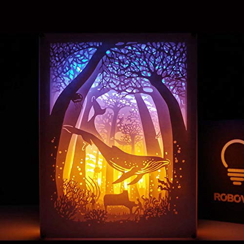 MIAOLLUN 3D Paper Carving Lamp, Papercut Light Boxes- Art Decoration ...