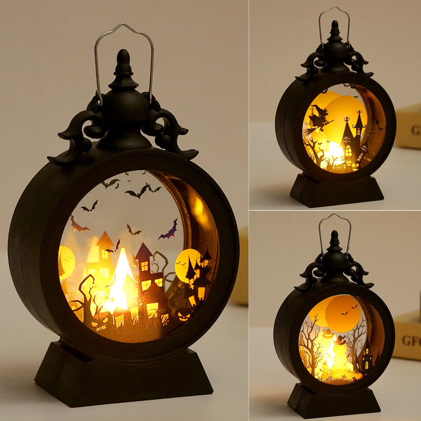 MIAOMIAOCC Halloween Lantern,LED Vintage Lantern Flickering Flame ...