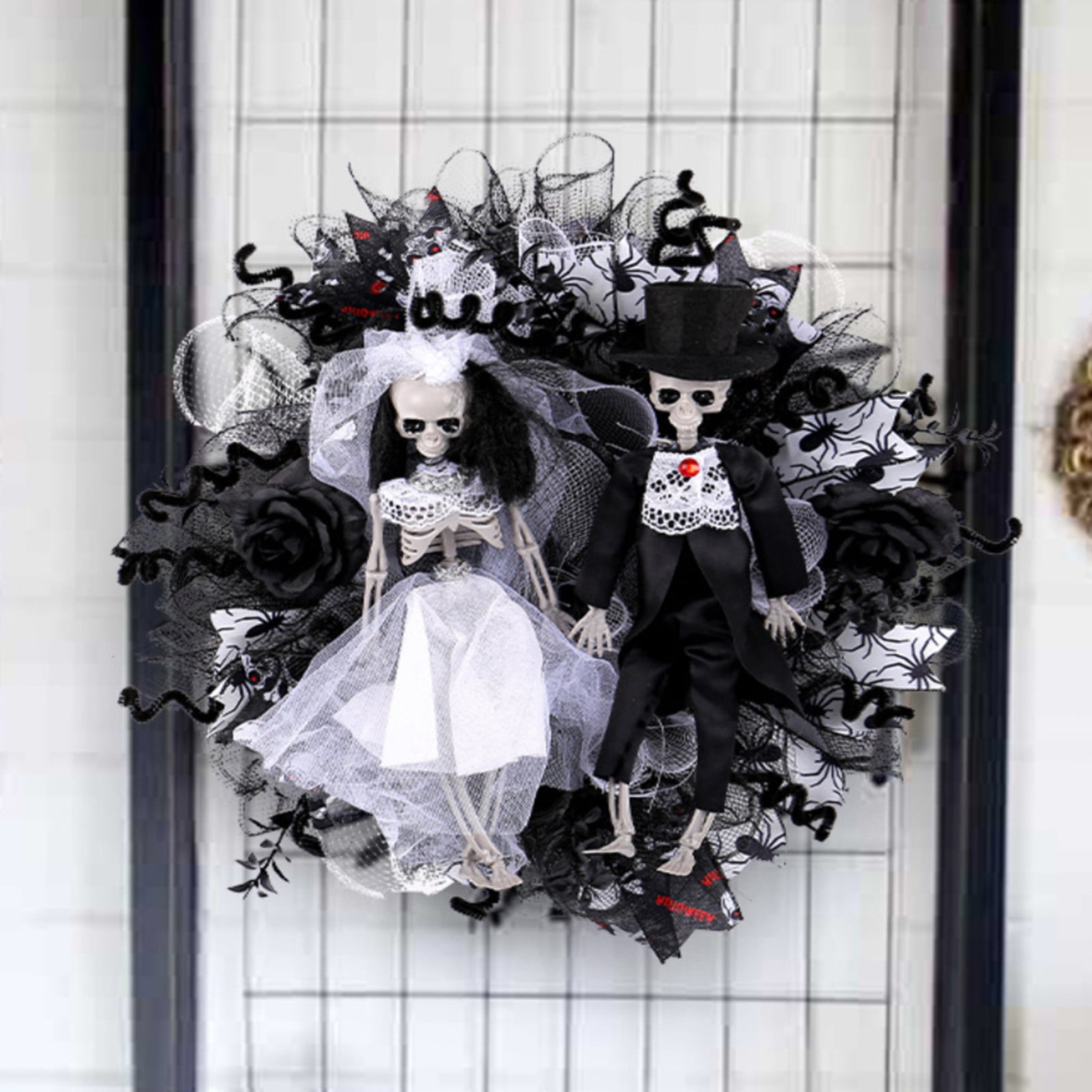 MIAOMIAOCC Halloween Skeleton Decorations Bride And Groom Mesh Garland ...