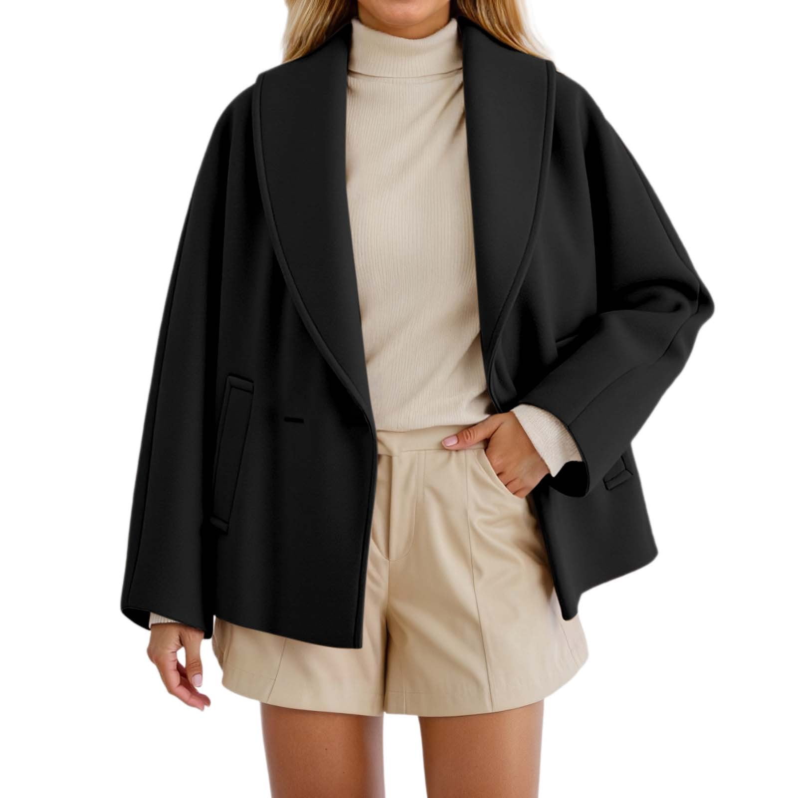 MIASHUI Short Coat Jacket Double Trench Collar Casual Outerwear ...