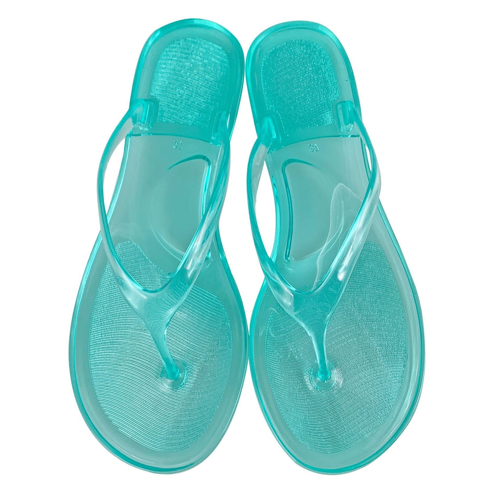 MIASHUI Summer Jelly Flat Bottom Clip Toe Flip Flops Womens Beach ...