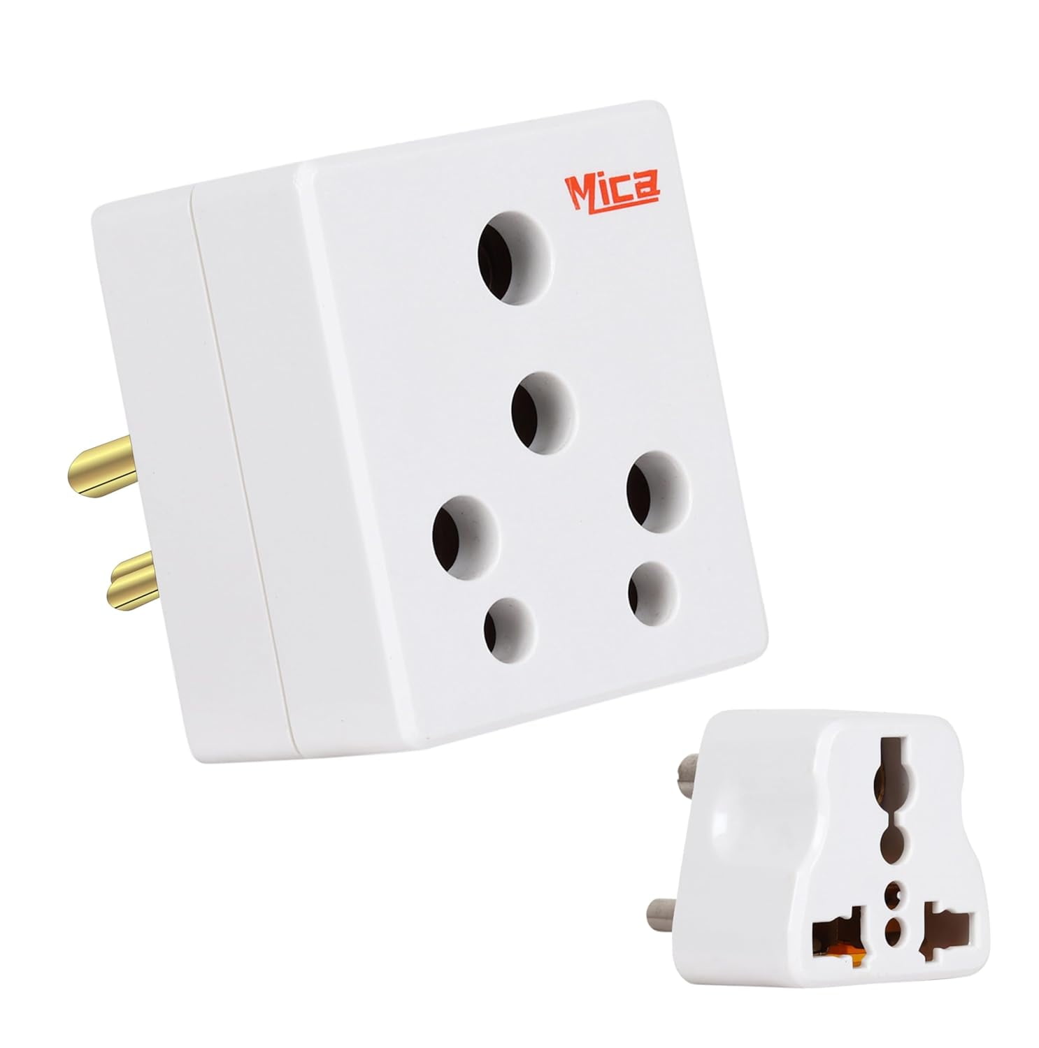 MICA 6 amp to 16 amp Ceramic Inside Solid 3 Pin Conversion Plug Qty 1 White and MICA 3 Pin ...