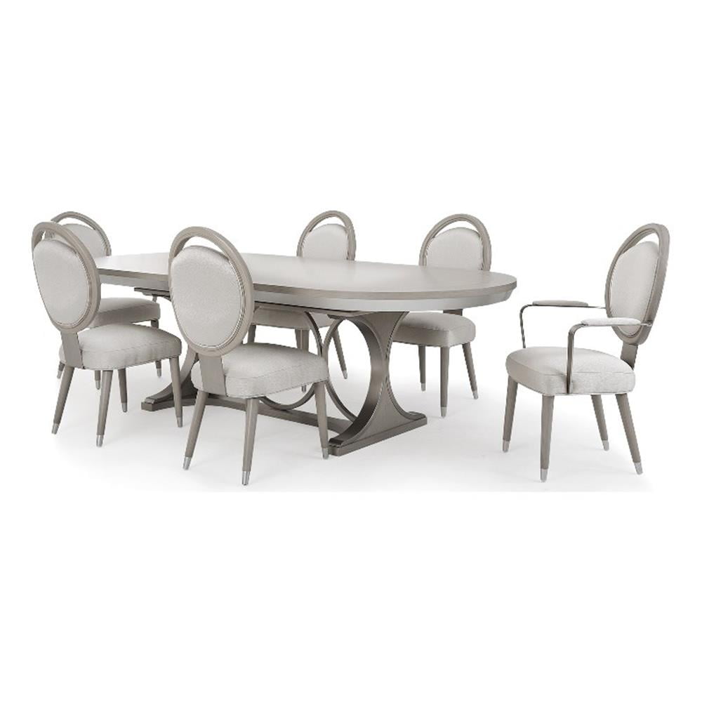 MICHAEL AMINI Eclipse 7-Piece Engineered Wood Dining Set in Moonlight ...