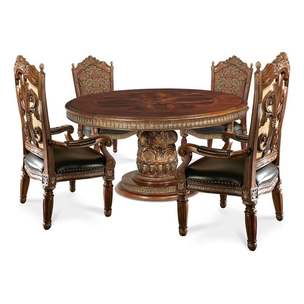 MICHAEL AMINI Villa Valencia 5-Piece Solid Wood Dining Set in Classic ...