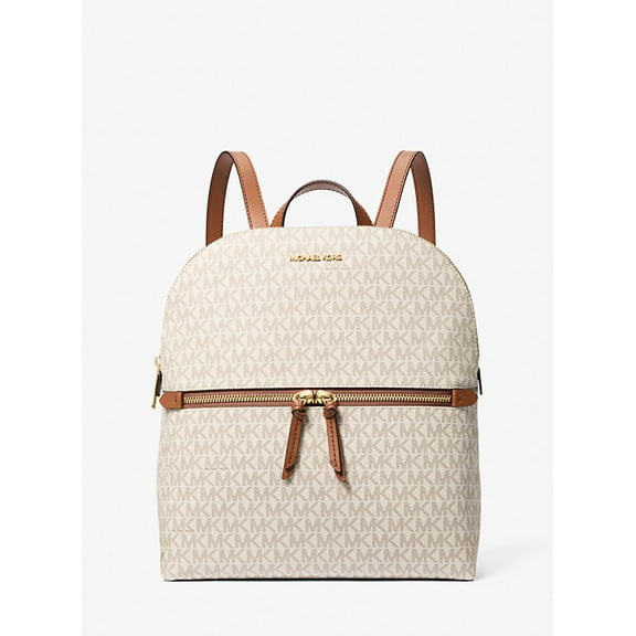 Michael Kors Women's Rhea Medium Signature Logo Zip Backpack (Light ...