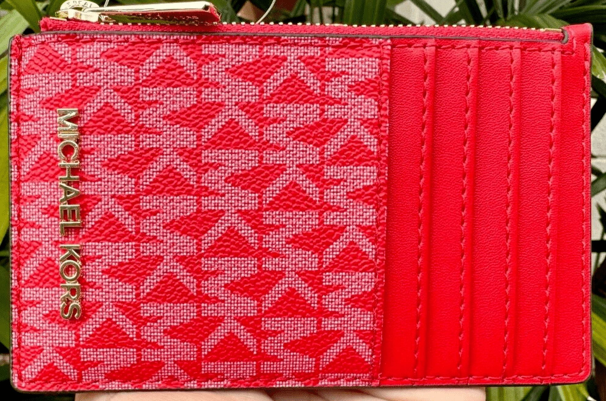 Michael Kors Jet Set Travel Top Zip Card Case Coin Pouch Wallet, Dark ...