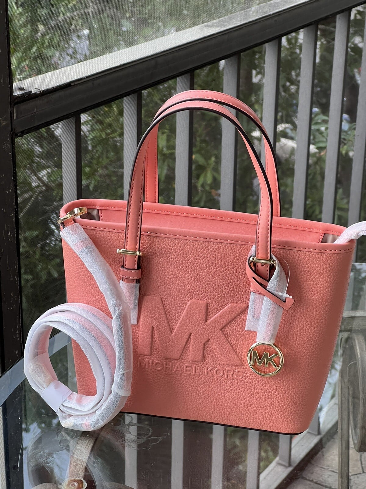 Michael Kors Jet Set XS Carryall Tote Crossbody Sherbert Leather ...