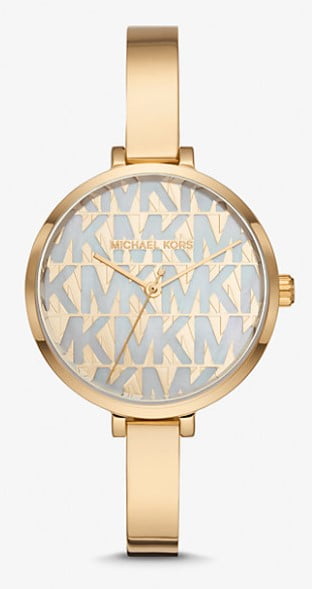 MICHAEL KORS MK4687 MK LOGO GOLD DIAL GOLD STAINLESS STEEL STRAP WOMENS ...