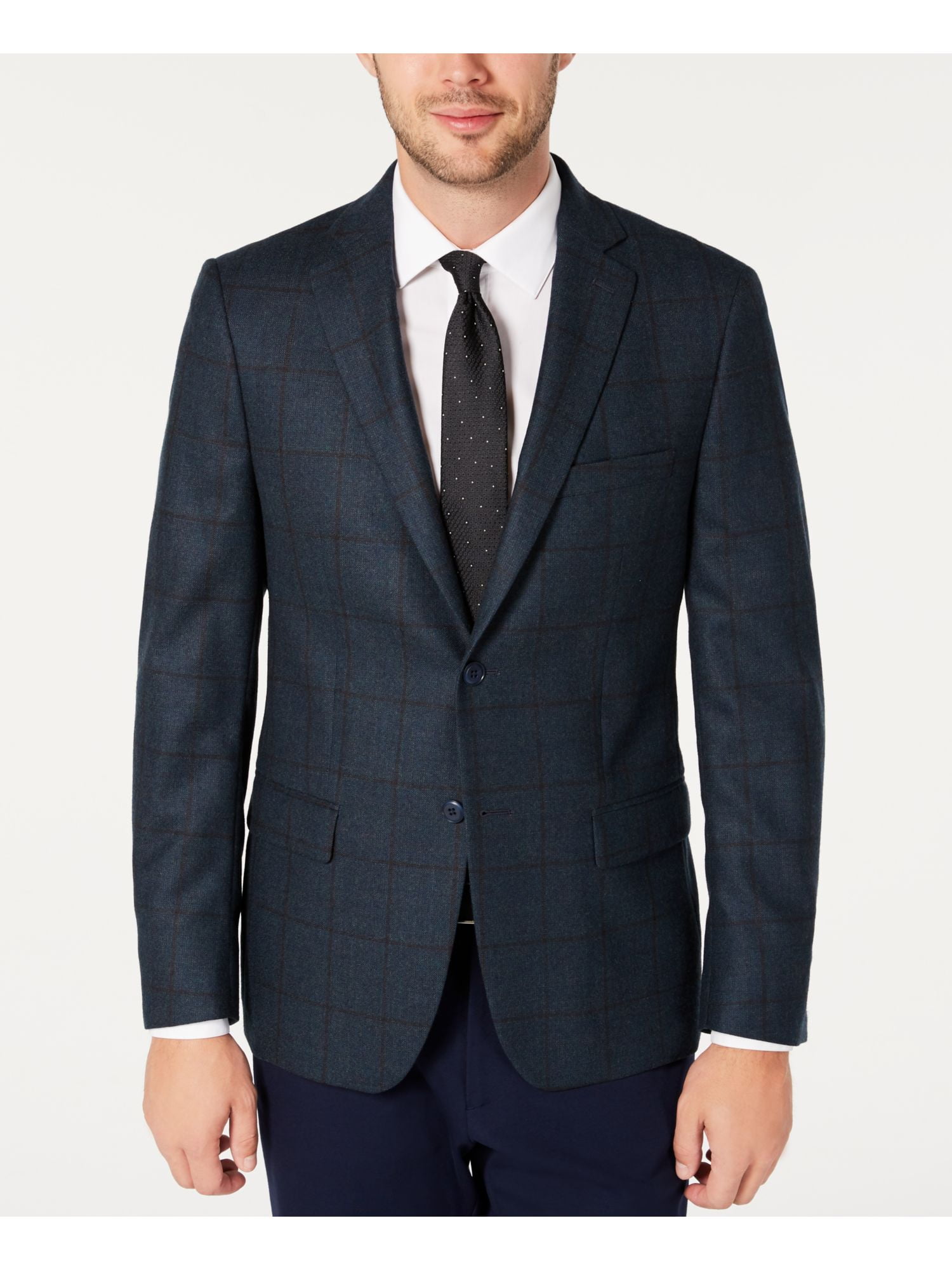 MICHAEL KORS Mens Navy Check Blazer Jacket 48 LONG - Walmart.com