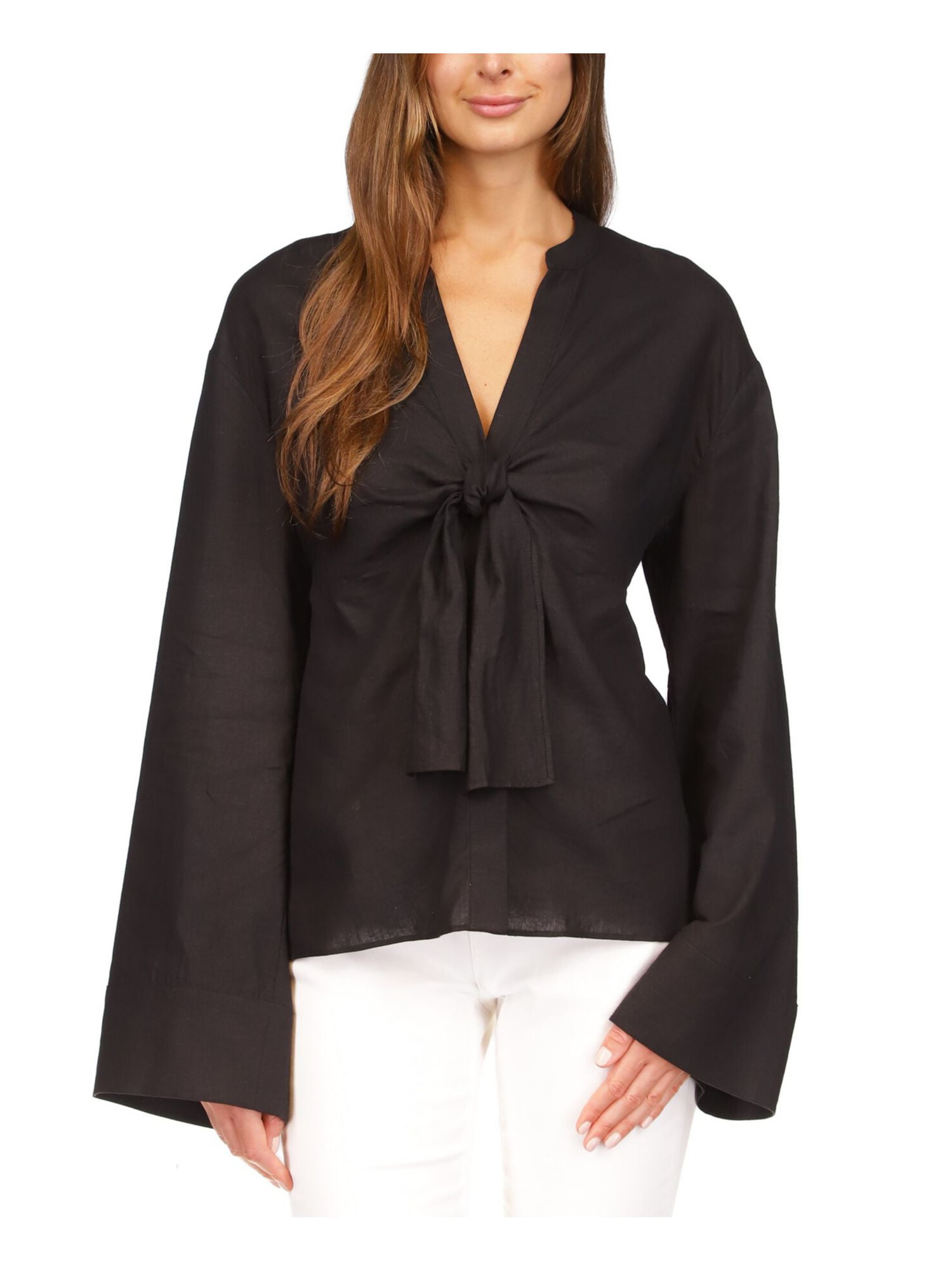 MICHAEL MICHAEL KORS Womens Black Unlined Sheer Tie Waist Curved Hem ...