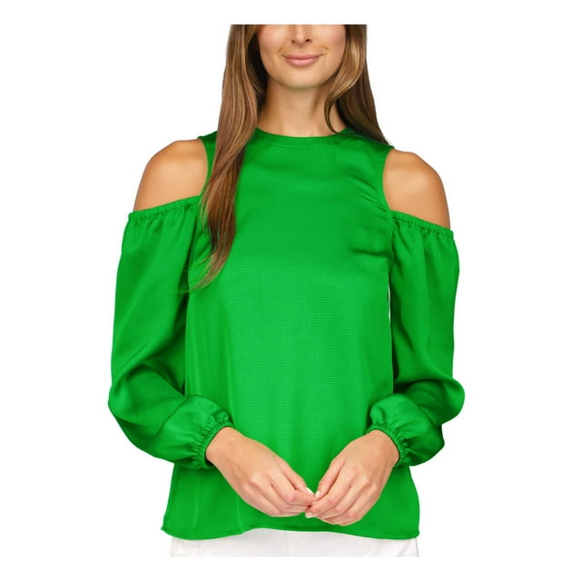 Michael Michael Kors Womens Green Cold Shoulder Textured Keyhole Back
