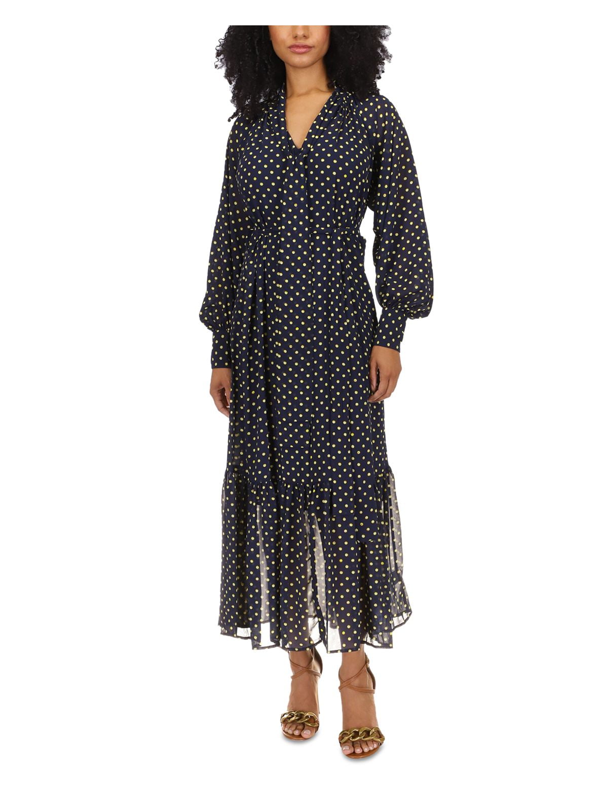 MICHAEL MICHAEL KORS Womens Navy Gathered Zippered Sheer Slip Lining ...