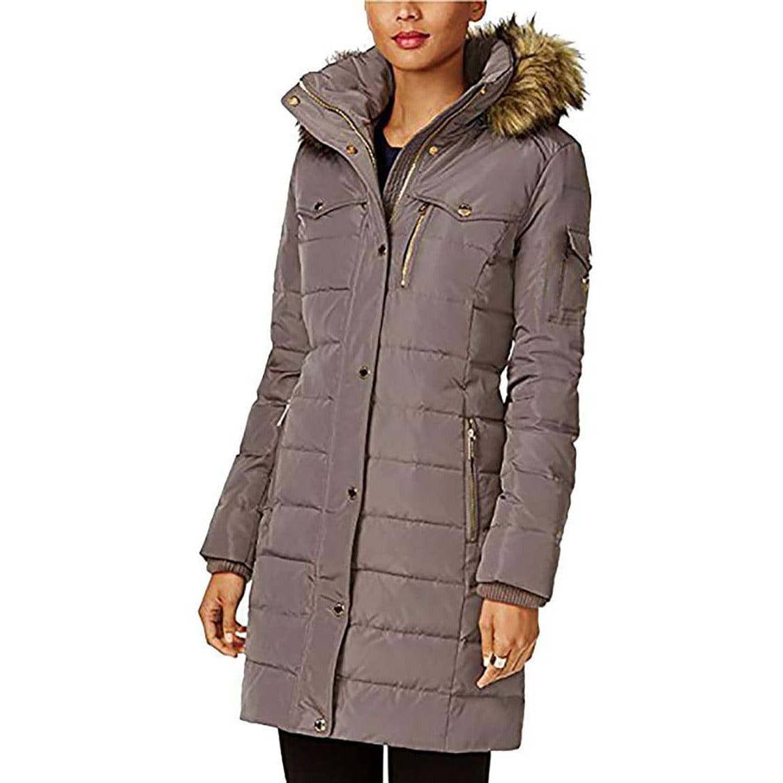 MICHAEL Michael Kors Women's Down Winter Coat with Faux Fur Hood (Flannel, XXL) - Walmart.com