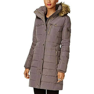 Michael Michael Kors Women's Chocolate Brown 3/4 Down Puffer Coat with Hood (S) - Walmart.com