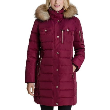 Michael Michael Kors Women's Chocolate Brown 3/4 Down Puffer Coat with Hood (S) - Walmart.com