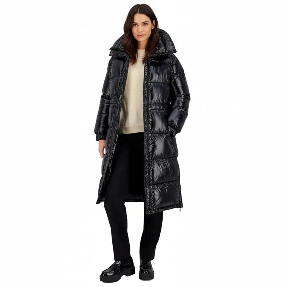 MICHAEL Michael Kors Women's Shiny Anorak Puffer Coat (Black, L ...