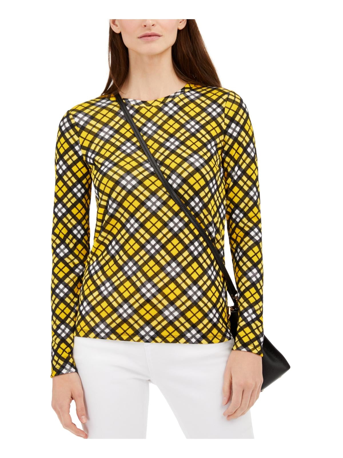 MICHAEL Michael Kors Womens Glen Plaid Long Sleeves Top - Walmart.com