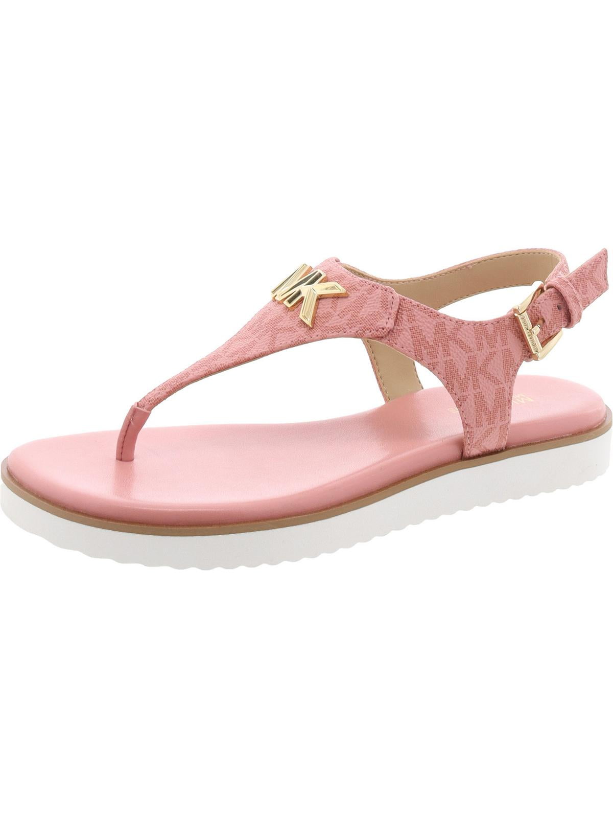 MICHAEL Michael Kors Womens Jilly Faux Leather Logo Thong Sandals ...
