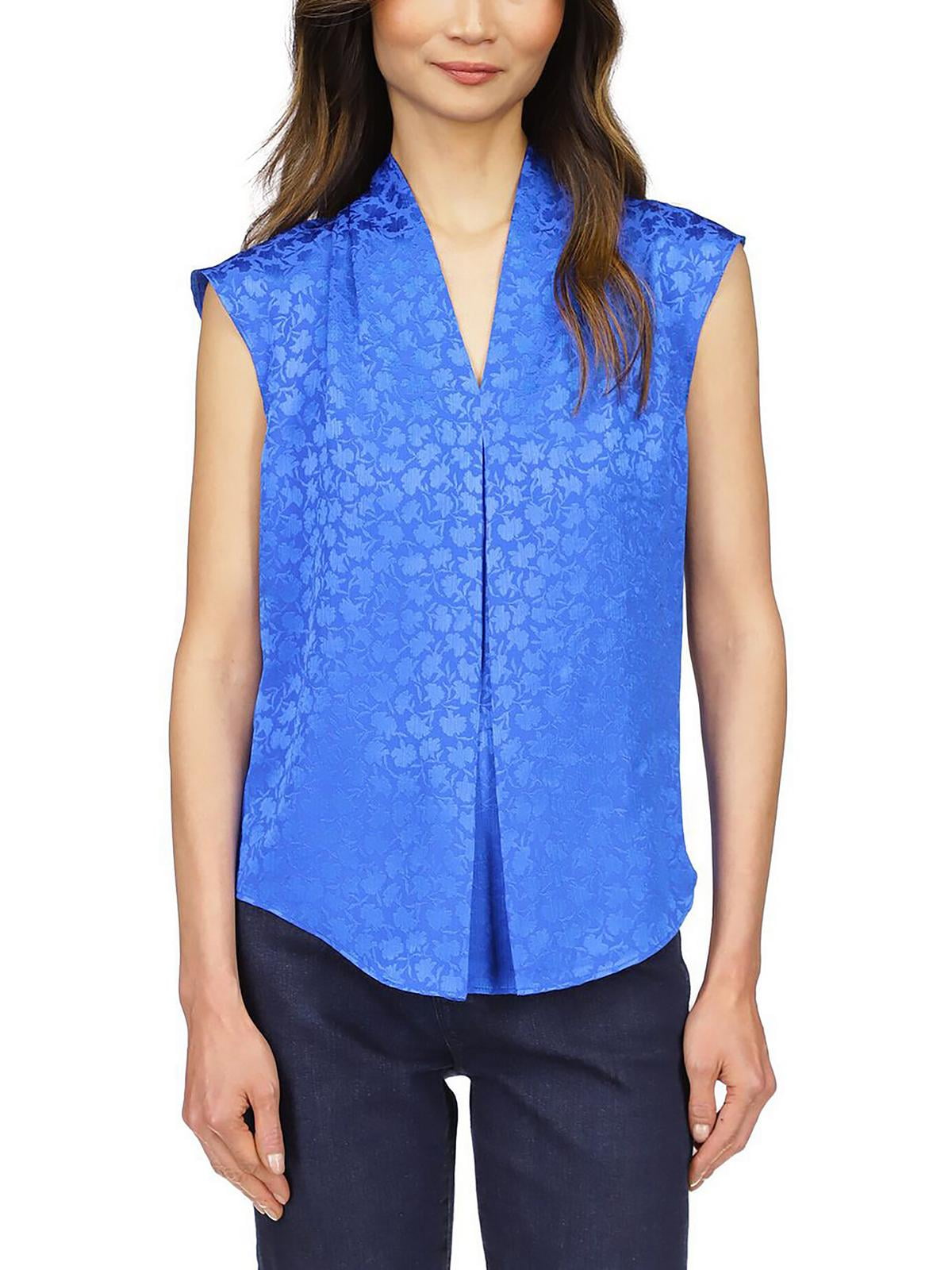 MICHAEL Michael Kors Womens Petites Pleated V Neck Shell - Walmart.com