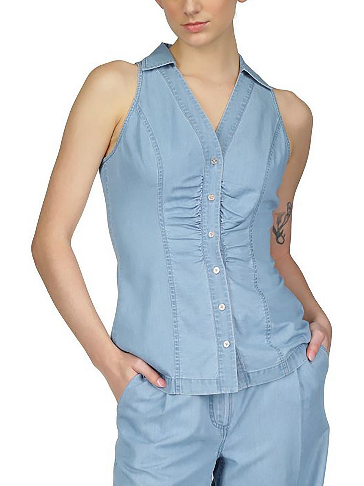 MICHAEL Michael Kors Womens Petites Tencel Button Down Halter Top ...