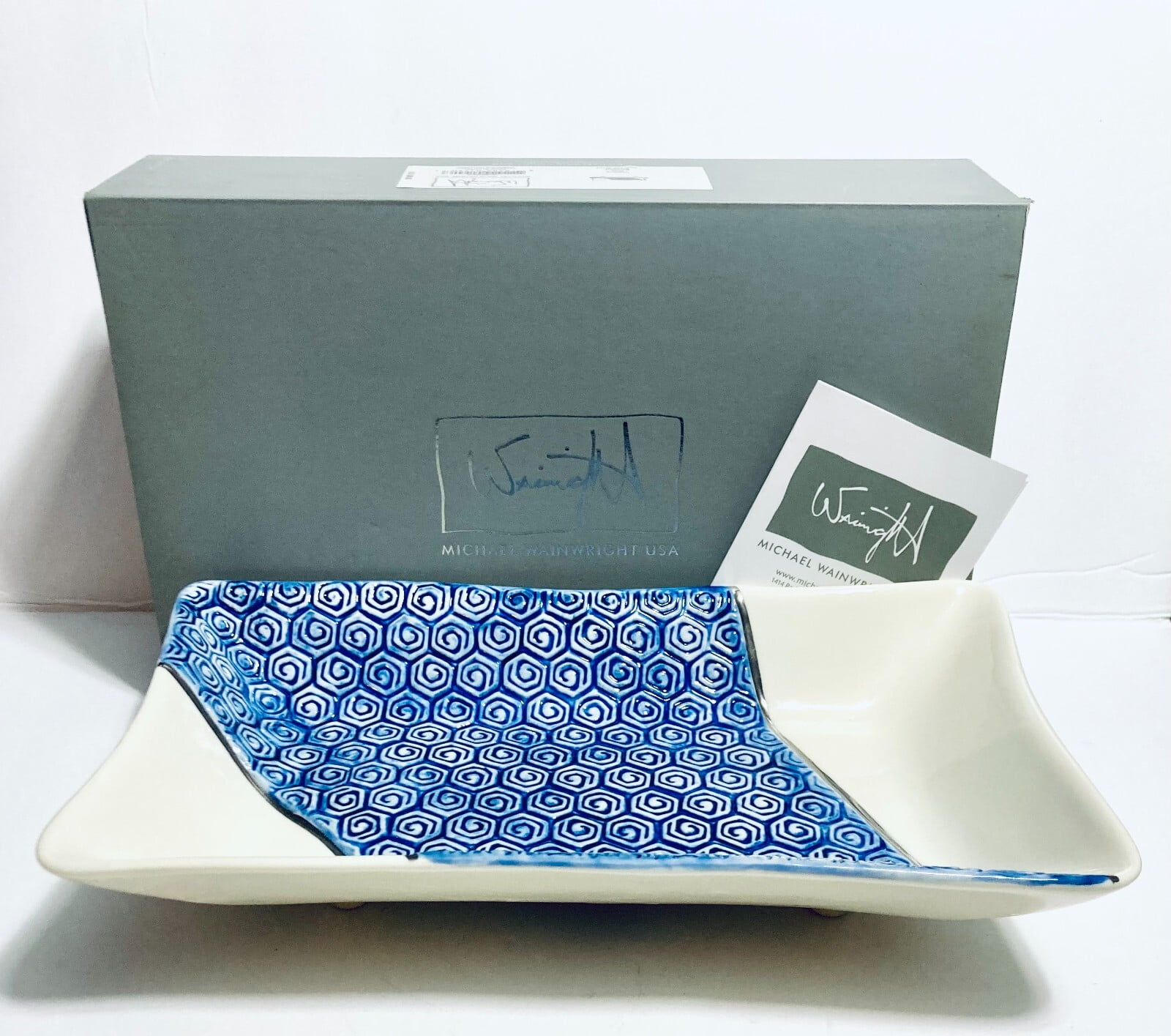 MICHAEL WAINWRIGHT VIENNA 10" PORCELAIN FOOTED BOWL / TRAY PLATINUM ...