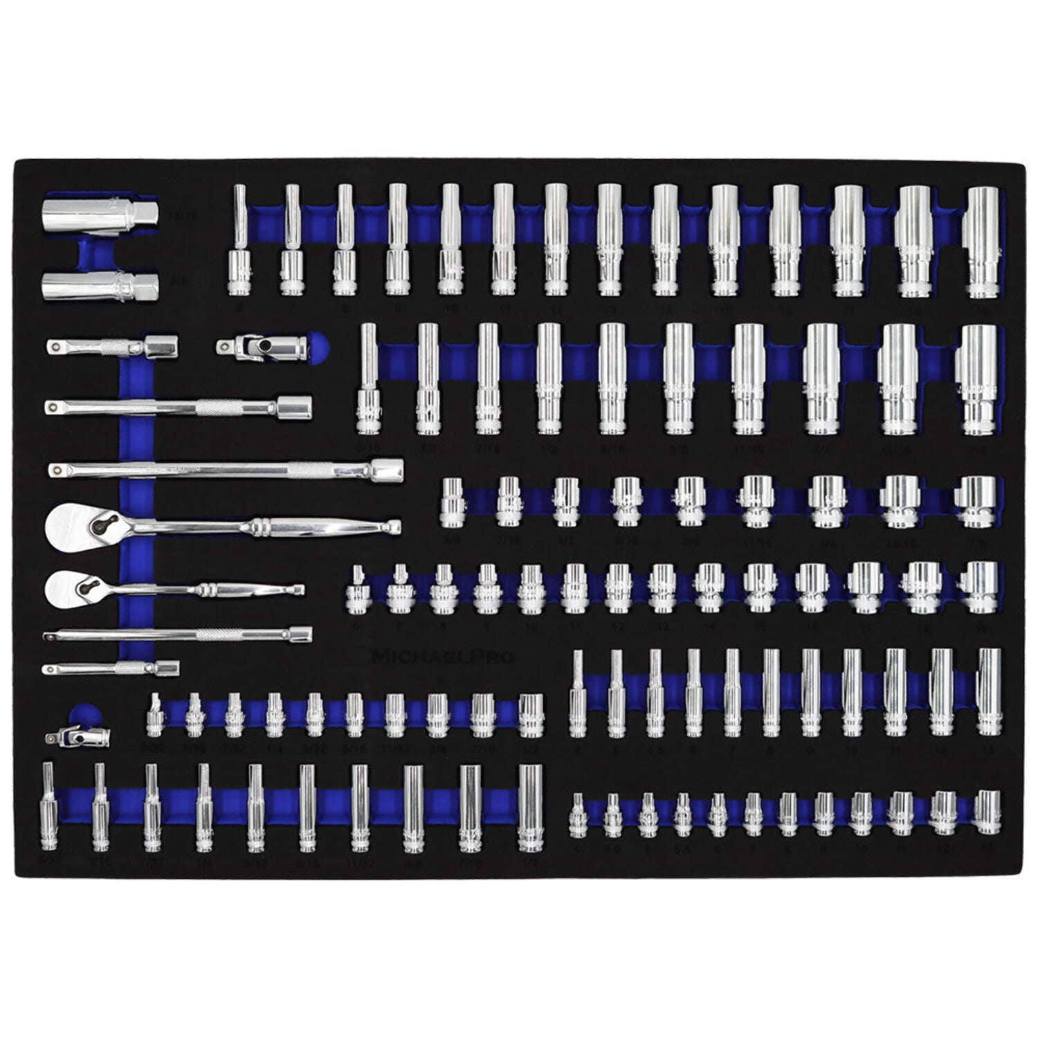 MICHAELPRO MP005004 101 PIECES 3/8-INCH AND 1/4-INCH DRIVE SOCKET SET ...