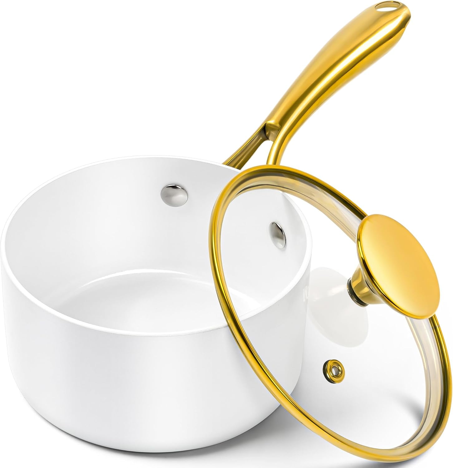 MICHELANGELO 1 Quart Nonstick Saucepan with Lid, Non-Toxic Ceramic ...